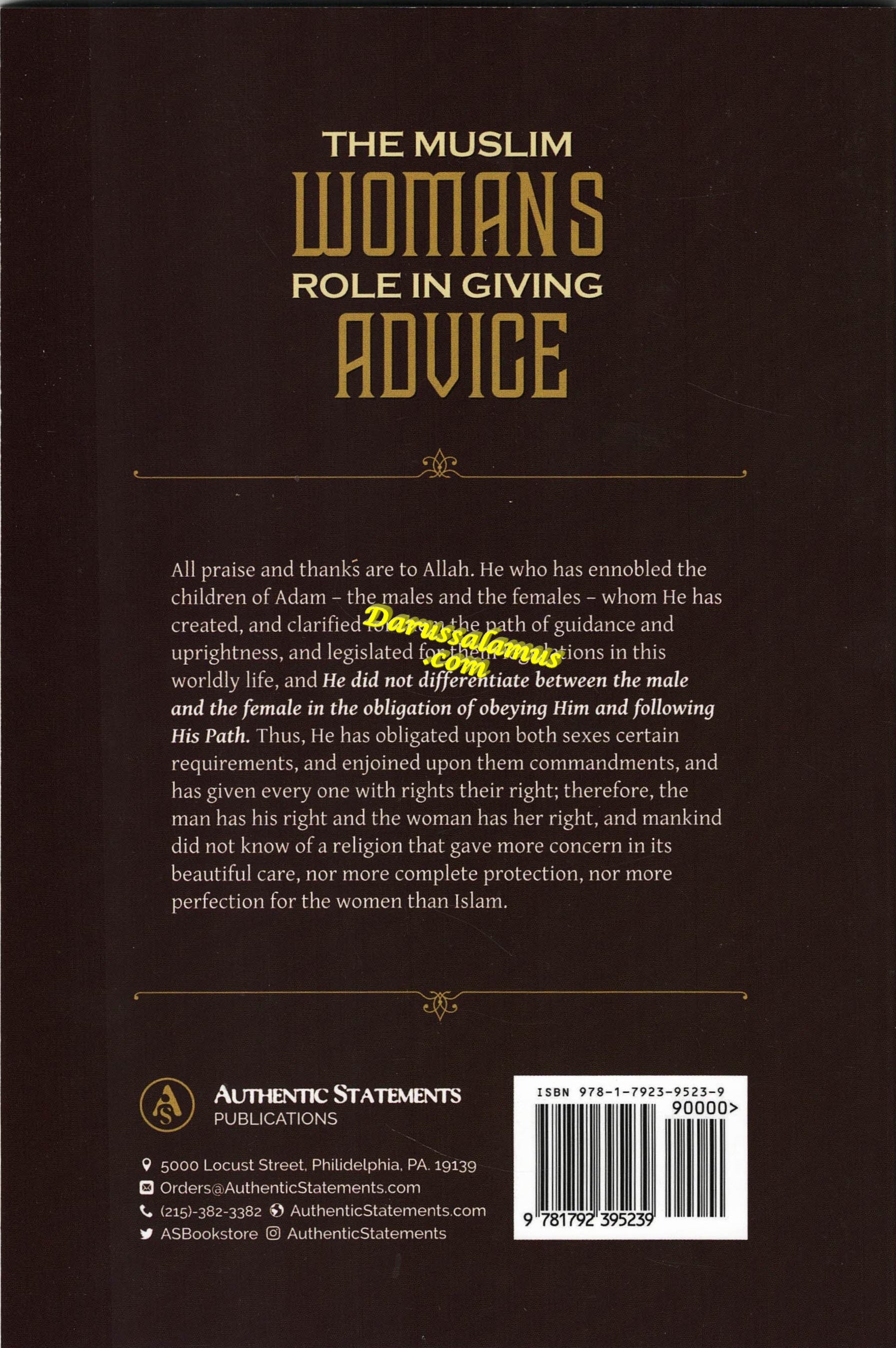 Muslim Women's Role in Giving Advice Shaykh Rida Boushamah, – DARUSSALAM US