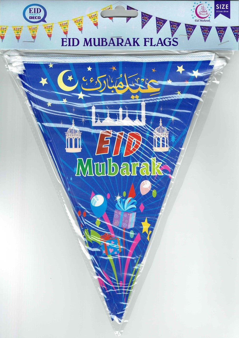 Eid Mubarak Flags (106 Inch OR 8.83 Feet length) Blue Color – DARUSSALAM US